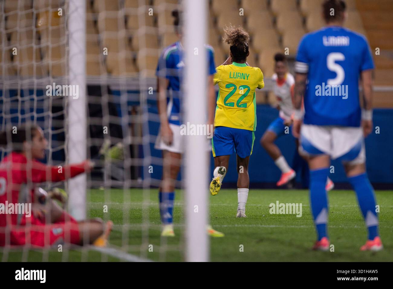 Luany of Brazil celebrates after scoring a goal during the friendly ...