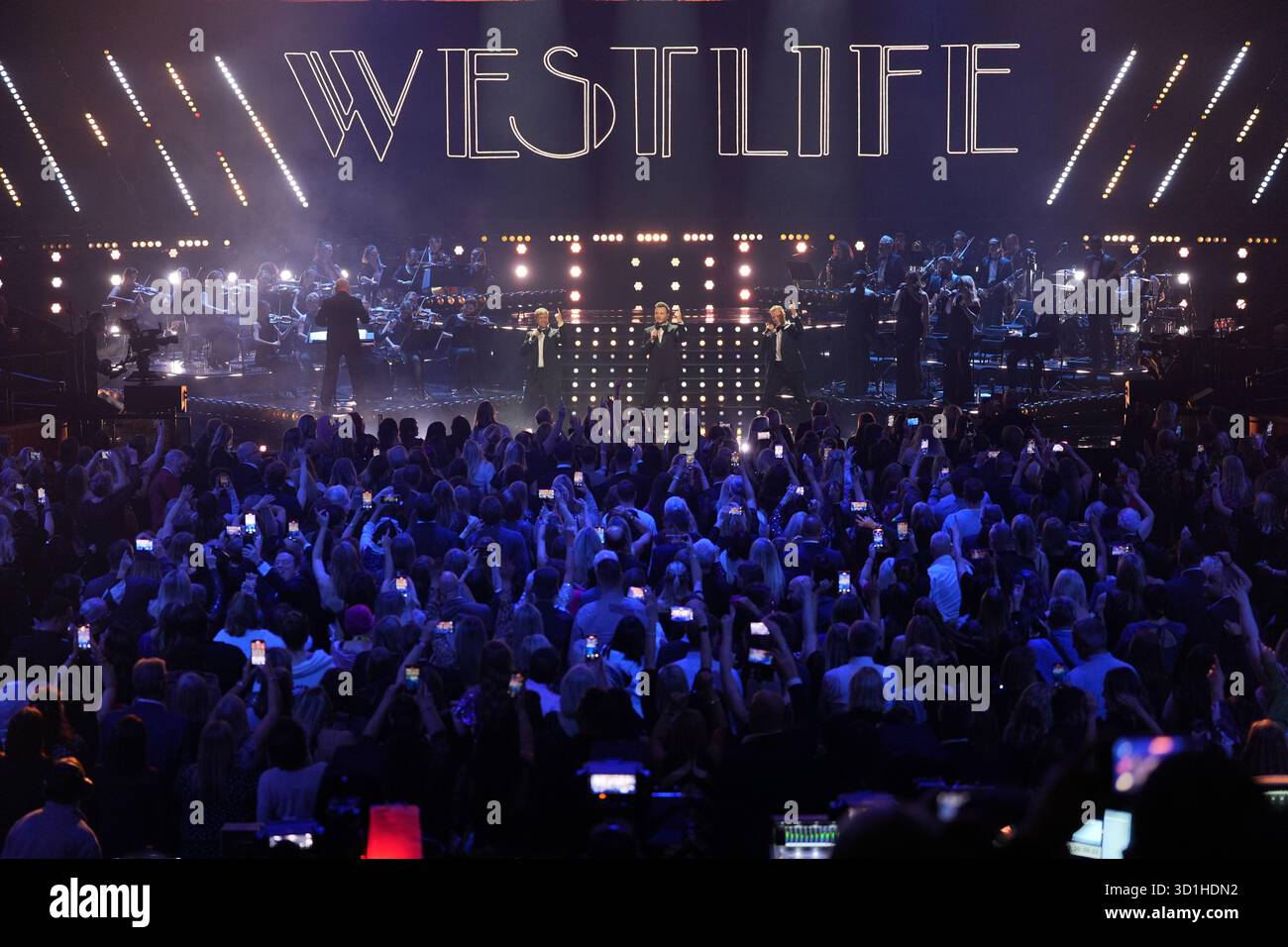 Westlife performing at the Royal Albert Hall, London. Picture date ...