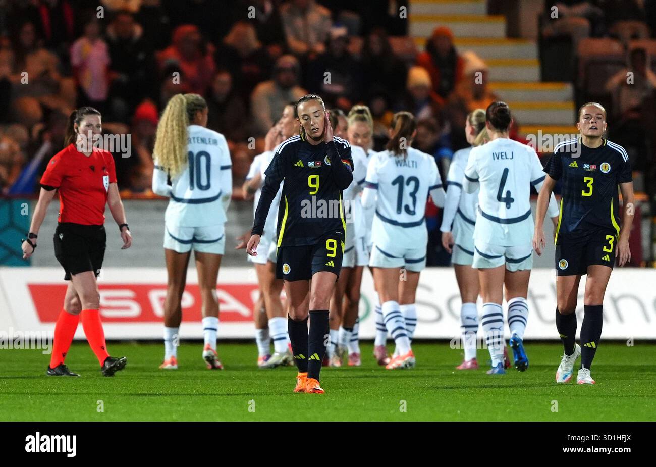 Scotland's Caroline Weir reacts after conceding a second goal to ...