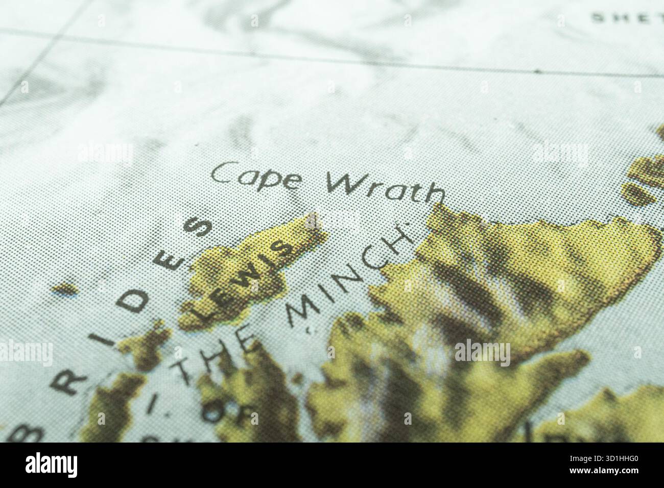 Close-up section of a topographical map showing mountainous or hilly ...