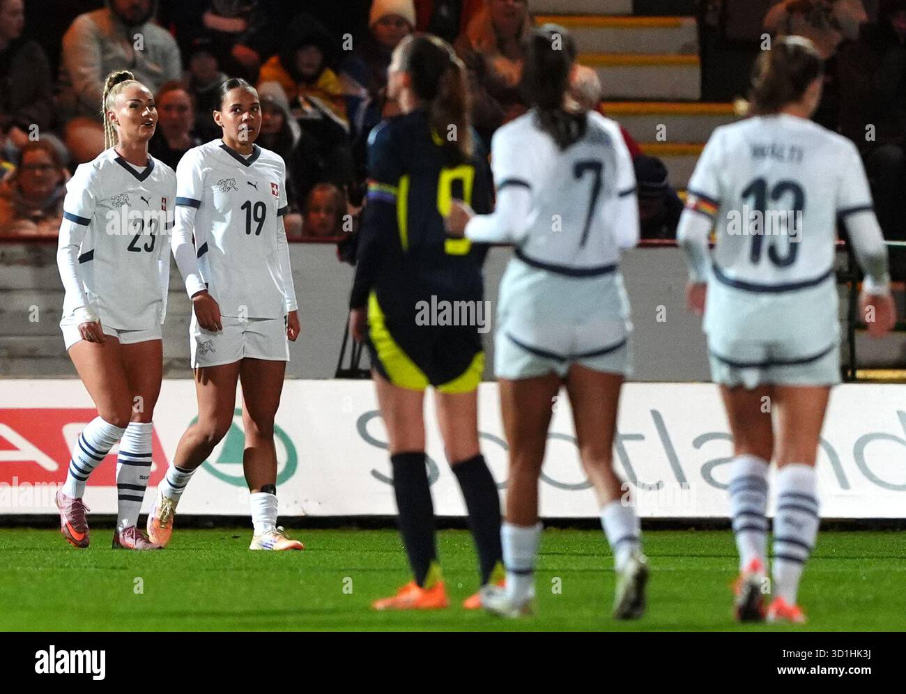 Switzerland's Iman Beney (second left) celebrates scoring their side's ...