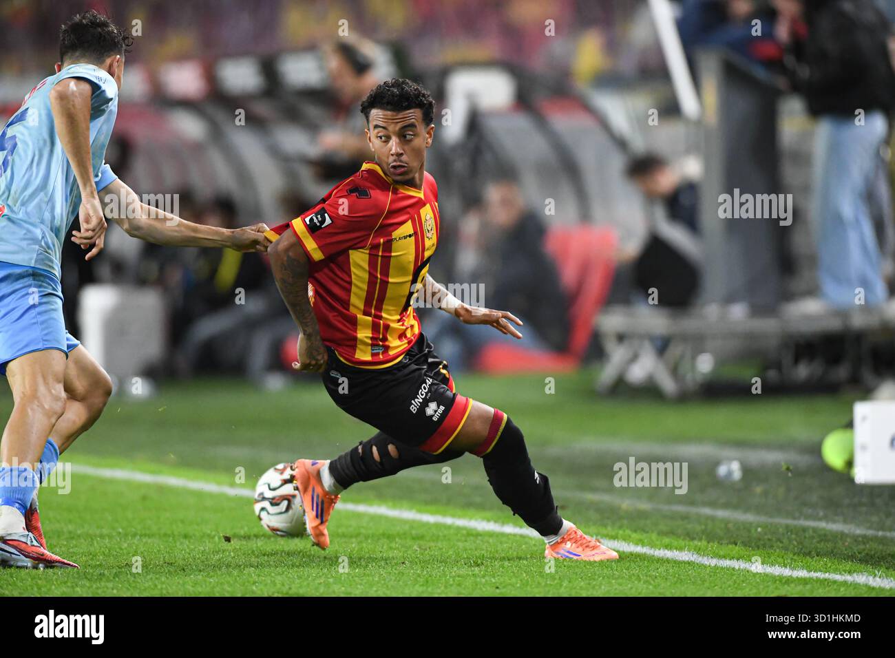 Lierse's Jenthe Mertens and Mechelen's Myron Van Brederode pictured in ...