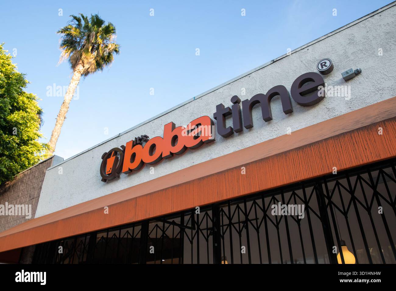 Exterior sign for "It's Boba Time," a popular chain of bubble tea shops ...