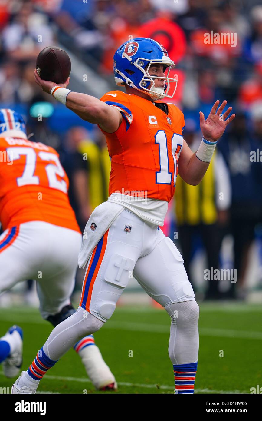 Denver Broncos quarterback Bo Nix passes against the Dallas Cowboys ...