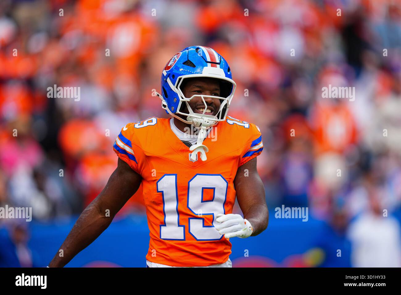 Denver Broncos wide receiver Marvin Mims Jr. looks on against the ...