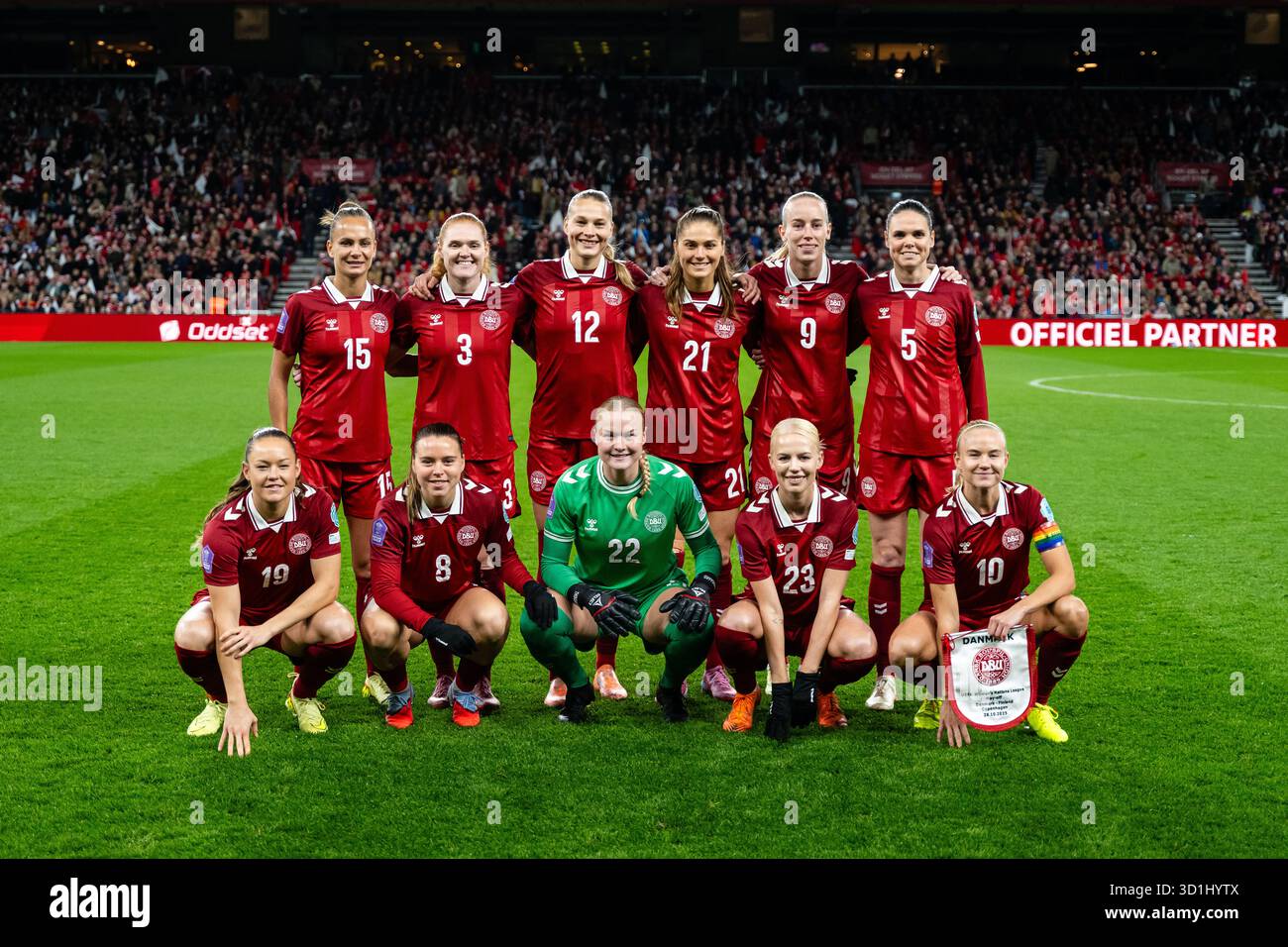 Copenhagen, Denmark. 28th, October 2025. The starting-11 of Denmark ...