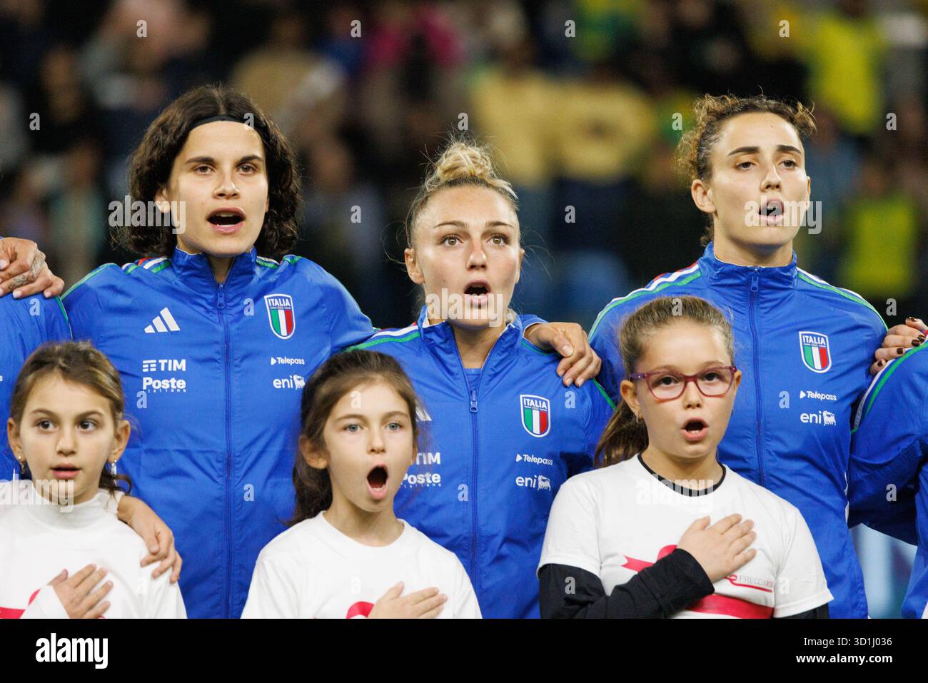 Eva Schatzer, Giada Greggi and Angelica Soffia of Italy are seen during ...