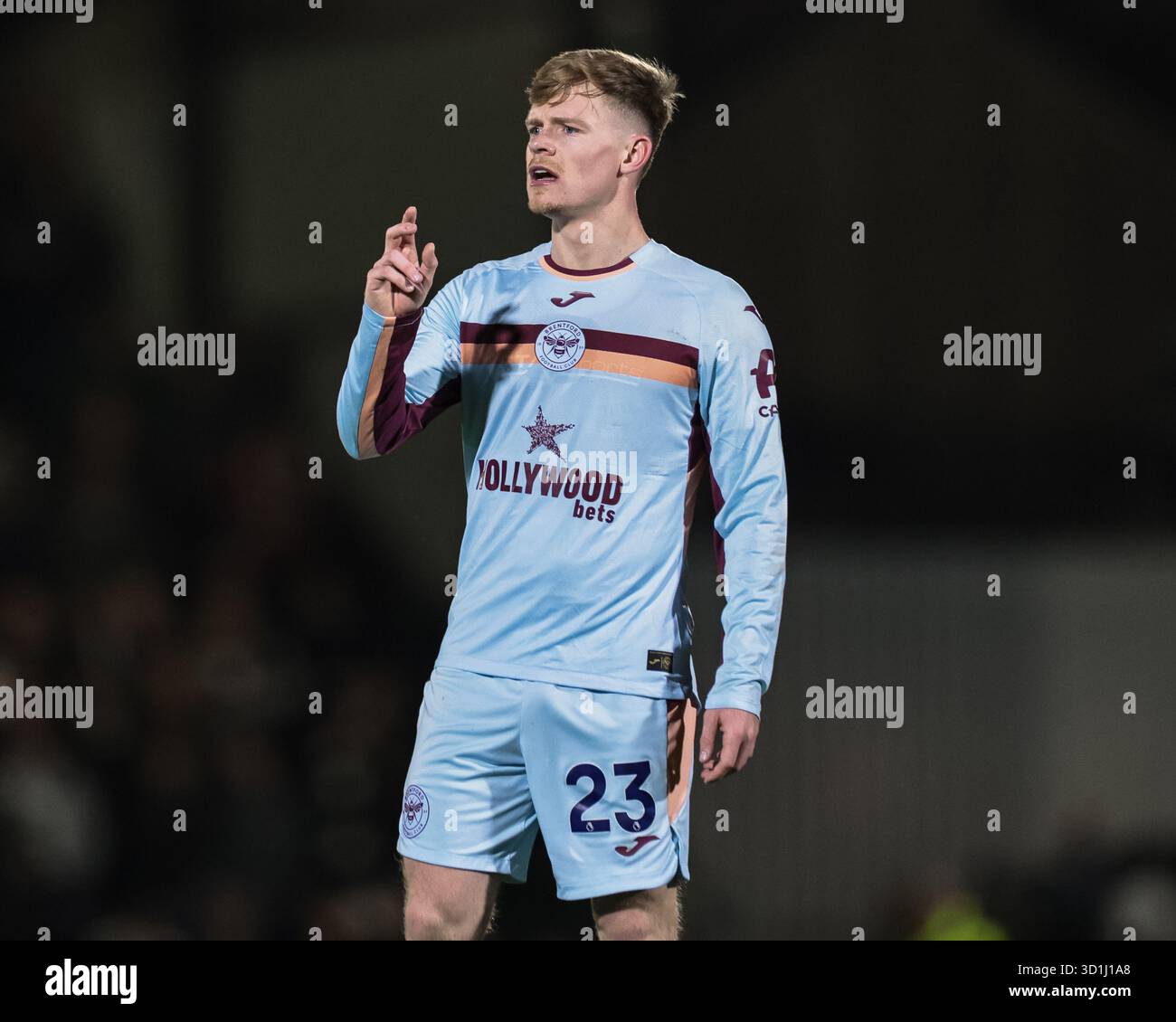 Keane Lewis-Potter of Brentford reacts during the Carabao Cup Last 16 ...