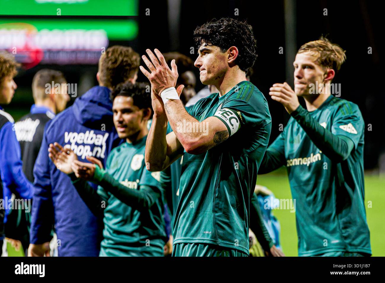 Anselmo Garcia MacNulty of PEC Zwolle thanking fans for their support ...