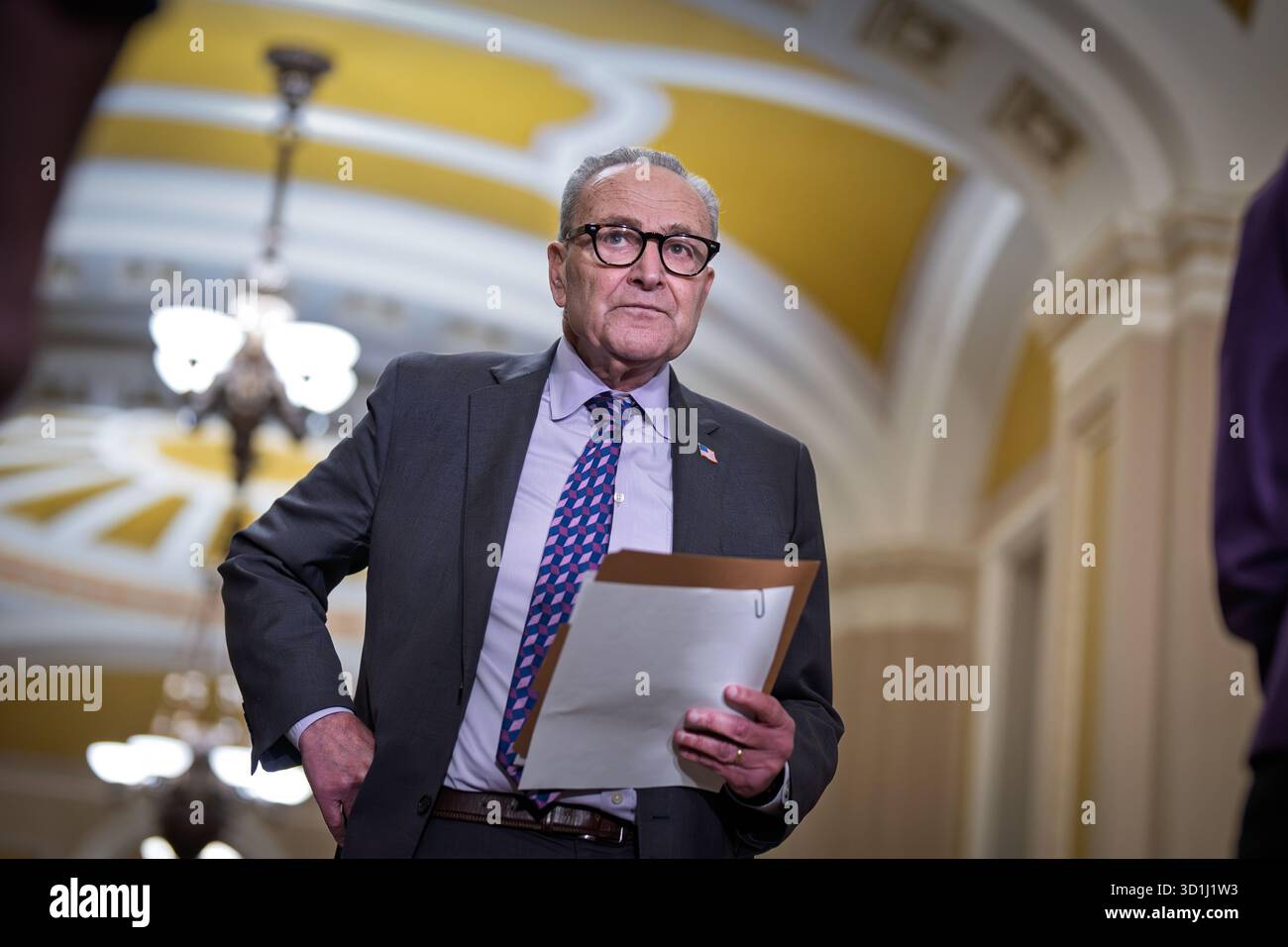 Senate Minority Leader Chuck Schumer, D-N.Y., pauses before speaking ...