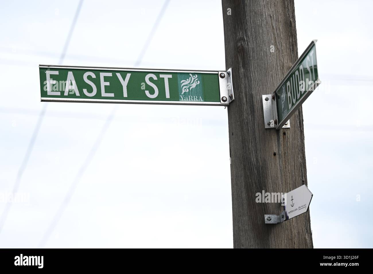 Signage for Easey Street is seen in Collingwood, Melbourne, Tuesday ...
