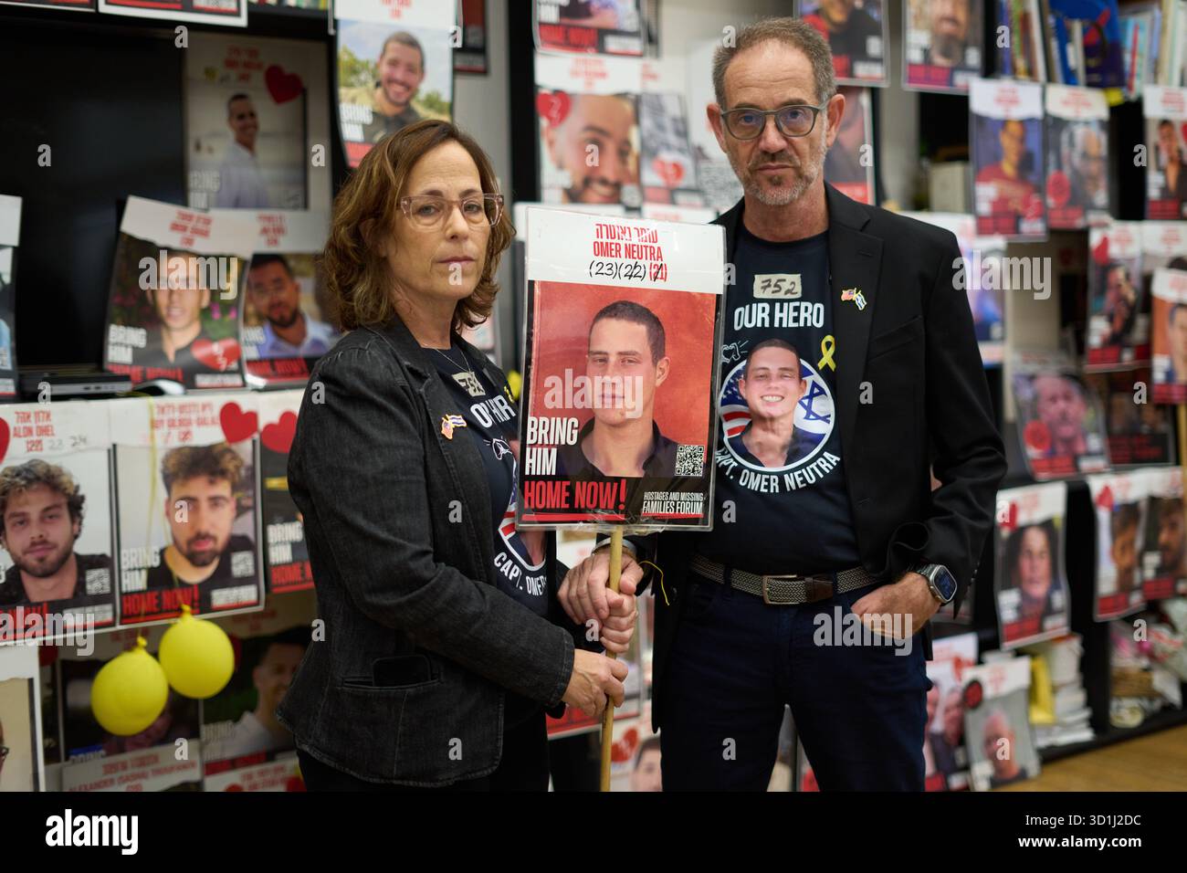 Ronen and Orna Neutra, parents of Omer Neutra, a U.S.-Israeli citizen ...