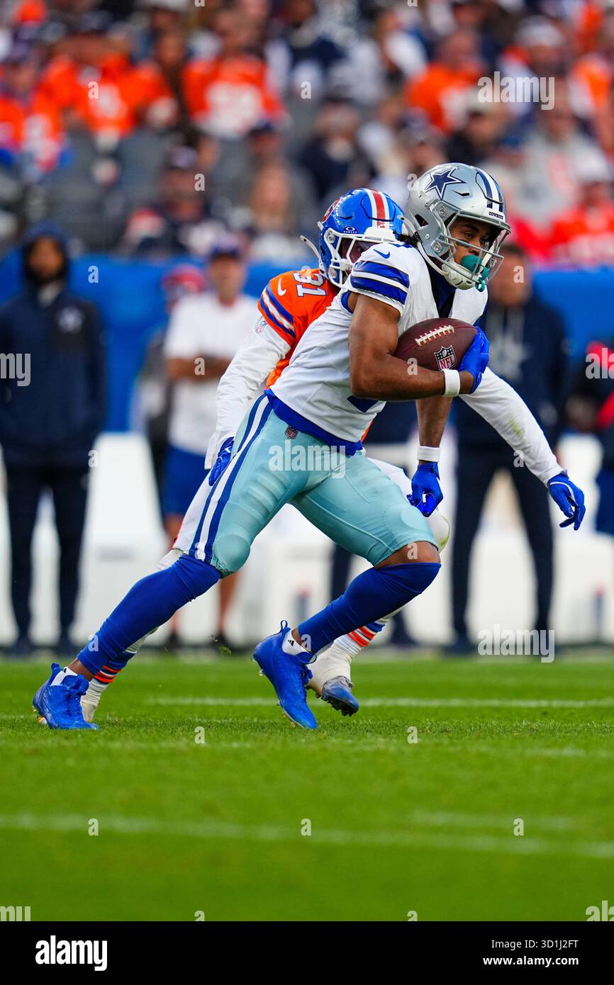 Dallas Cowboys wide receiver Jalen Tolbert (1) runs against Denver ...