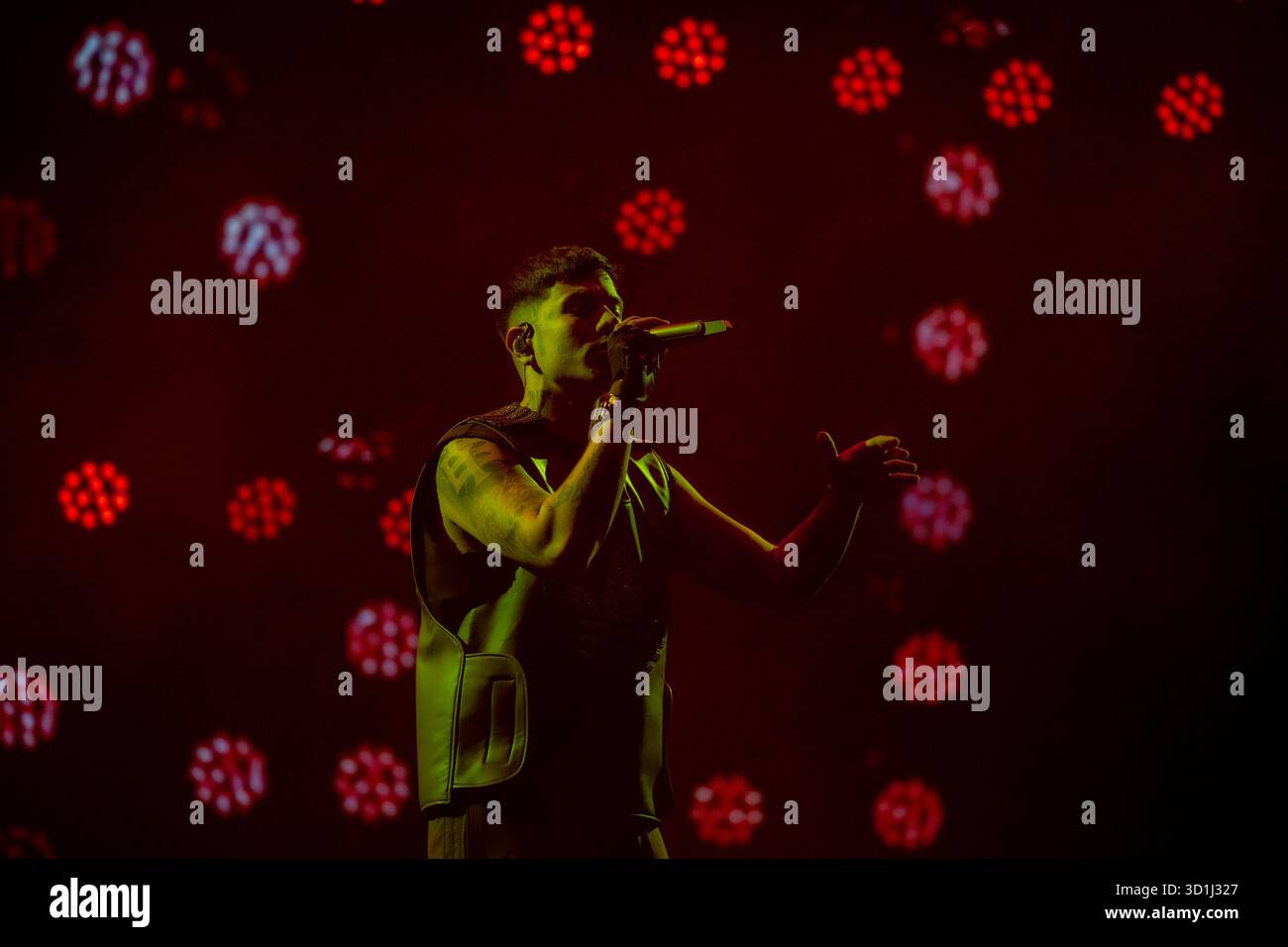 Argentine singer Duki during the second concert offered at the Movistar ...