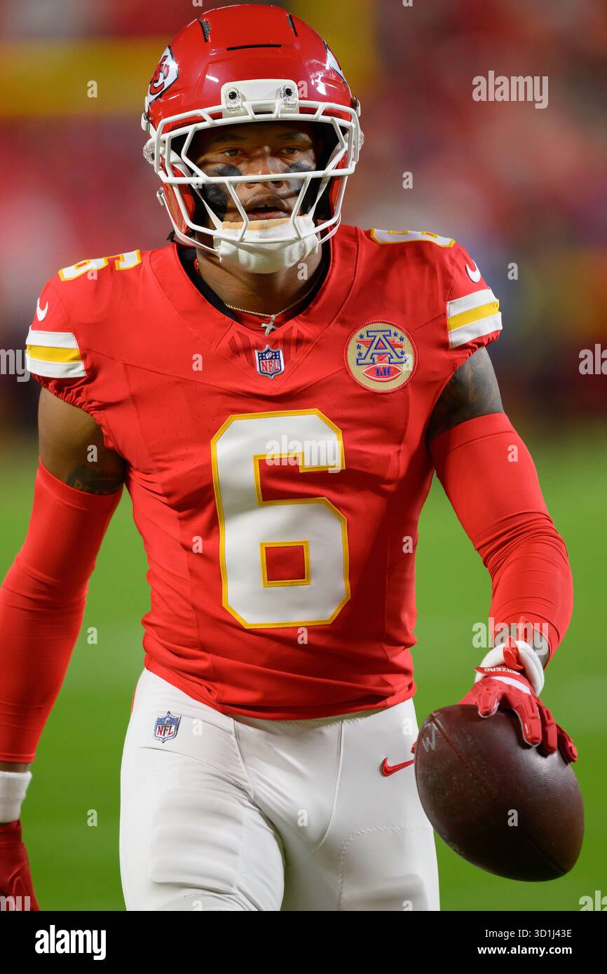 Kansas City Chiefs safety Bryan Cook comes off the field during warmups ...