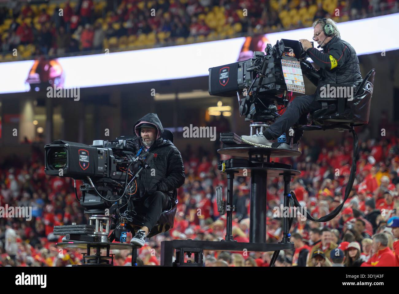 Monday Night Football cameramen in an elevated position prior to the ...