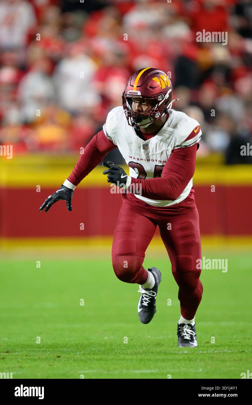 Washington Commanders linebacker Von Miller rushes against the Kansas ...