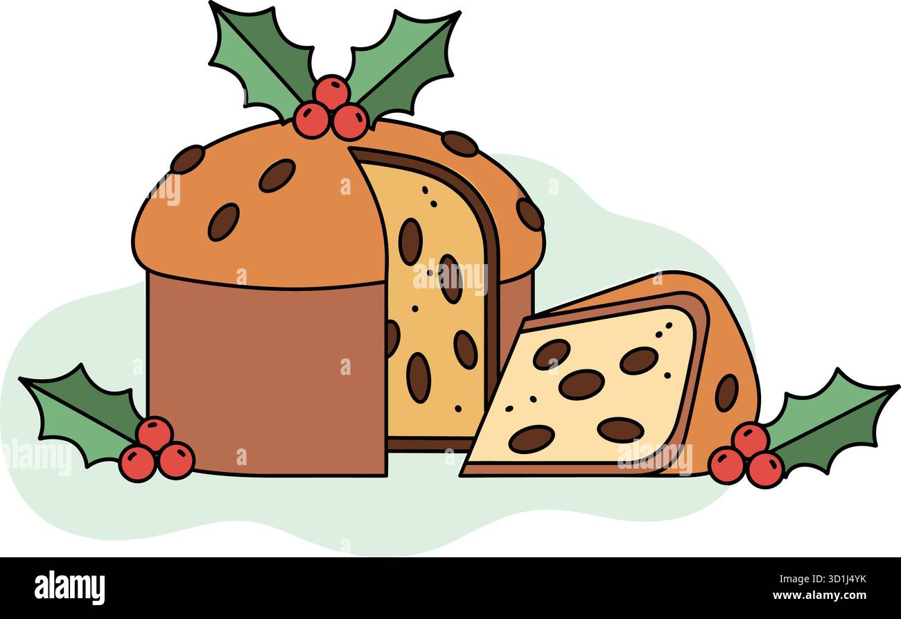 panettone christmas illustration vector cartoon Stock Photo - Alamy