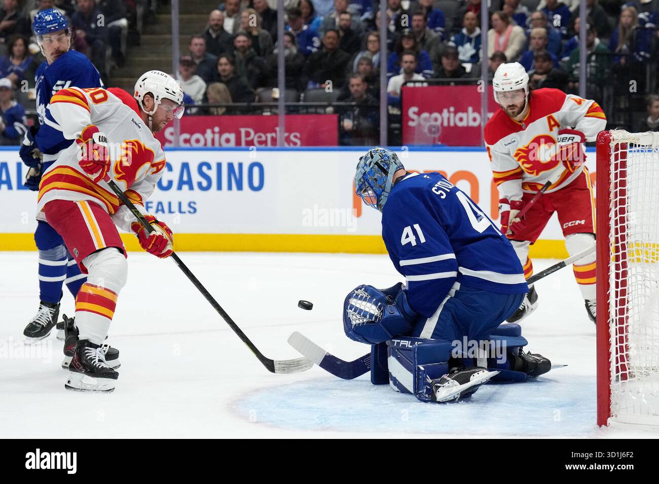 Toronto Maple Leafs goaltender Anthony Stolarz (41) makes a save on ...