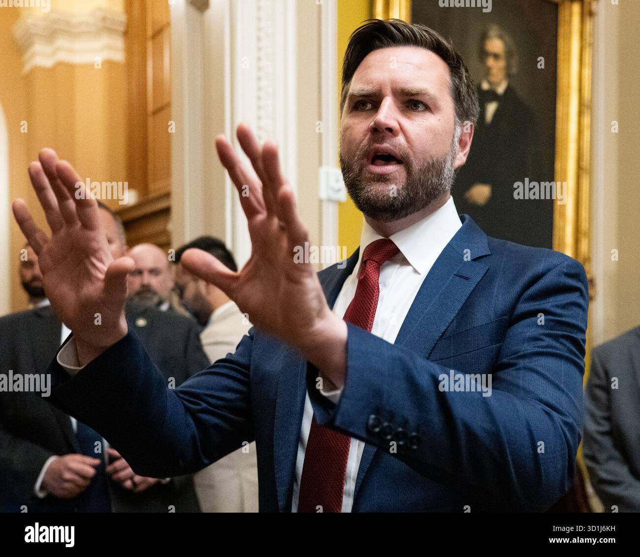 Vice President J.D. Vance speaking with reporters at the U.S. Capitol ...