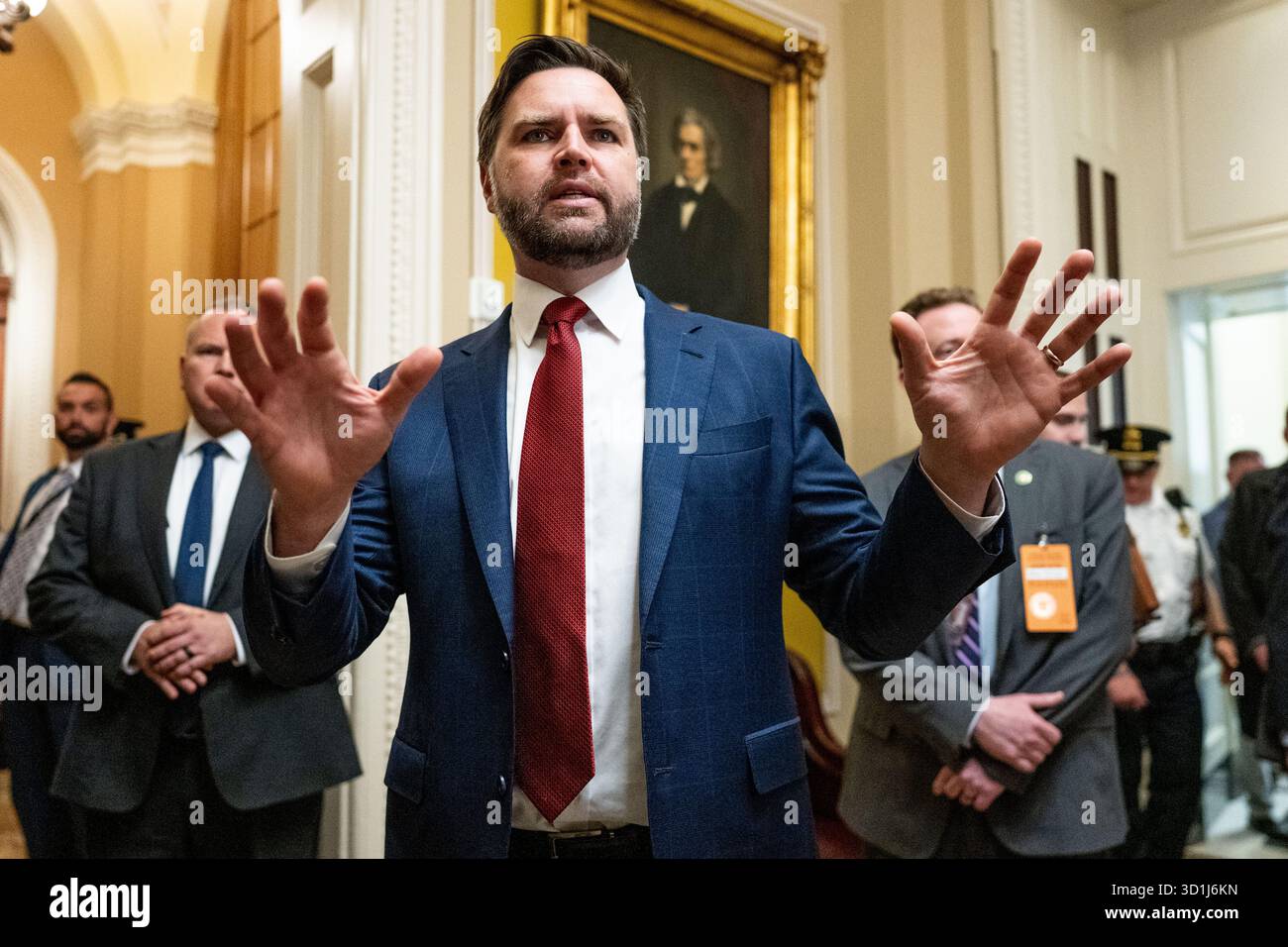 Vice President J.D. Vance speaking with reporters at the U.S. Capitol ...