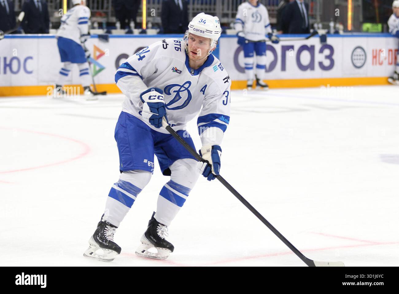 Artyom Ilyenko (34) of Dynamo Hockey Club seen in action during the ...