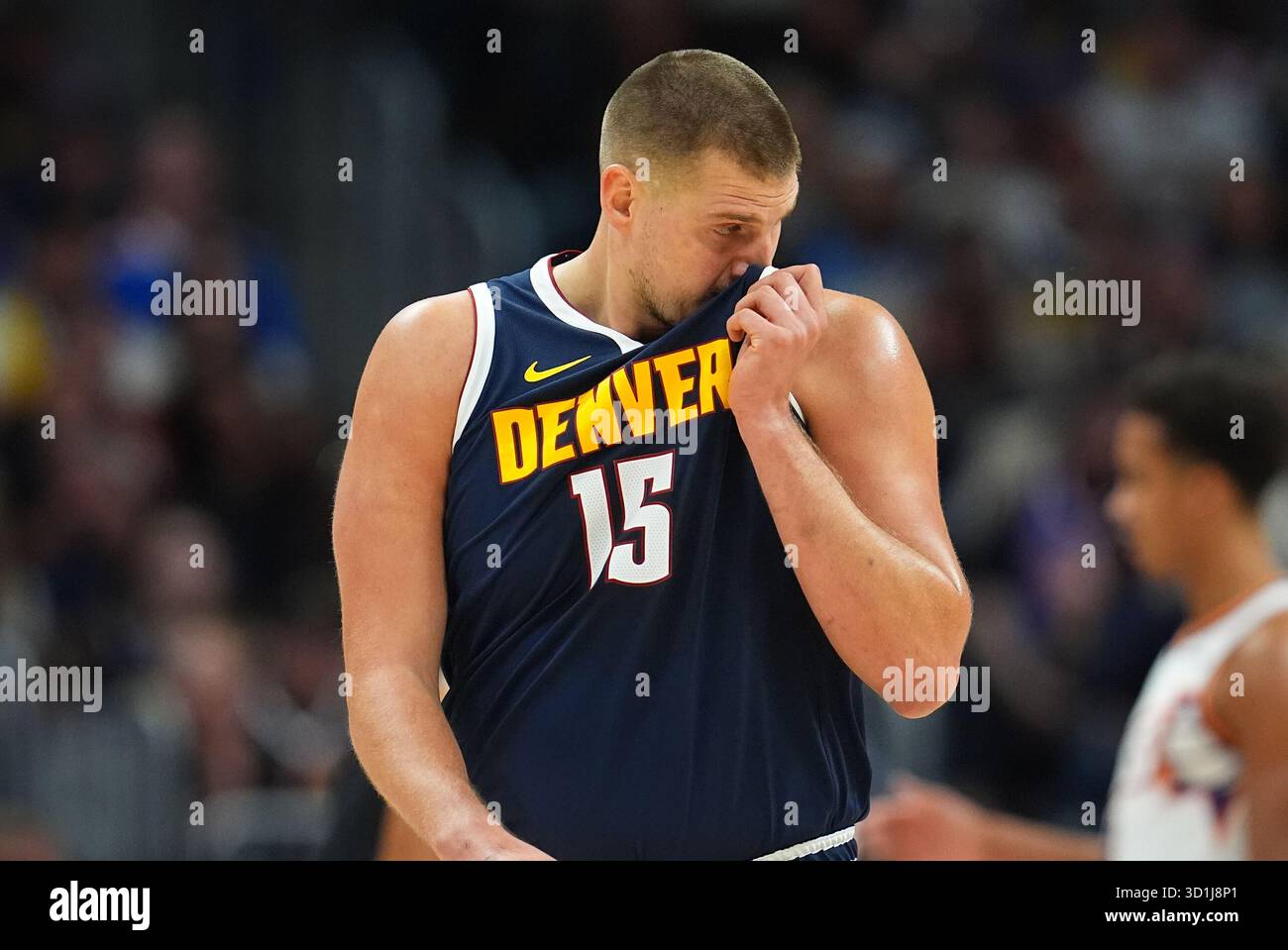 Denver Nuggets center Nikola Jokic (15) in the first half of an NBA ...