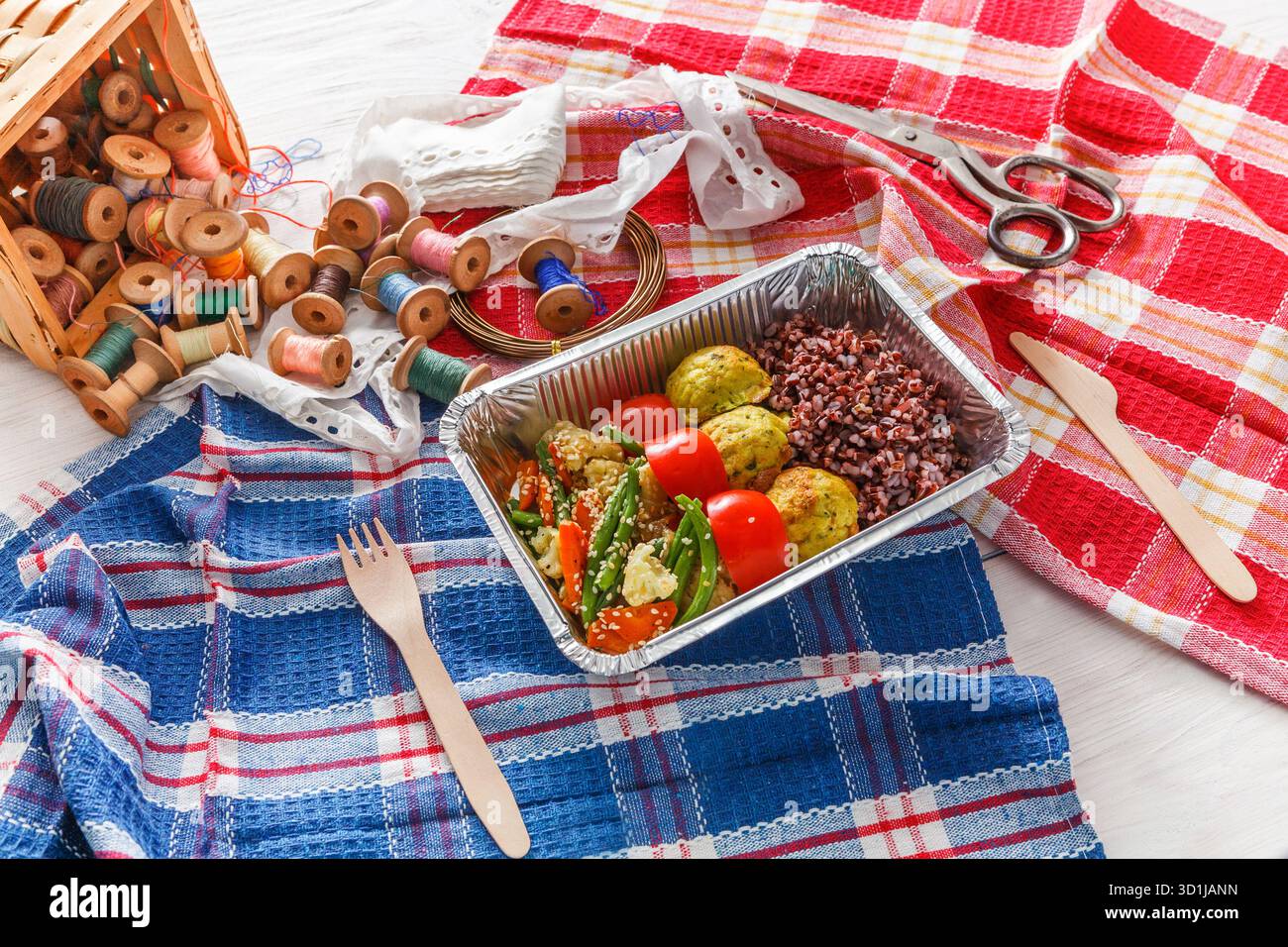 Lunch box healthy food delivery for dressmaker Stock Photo - Alamy