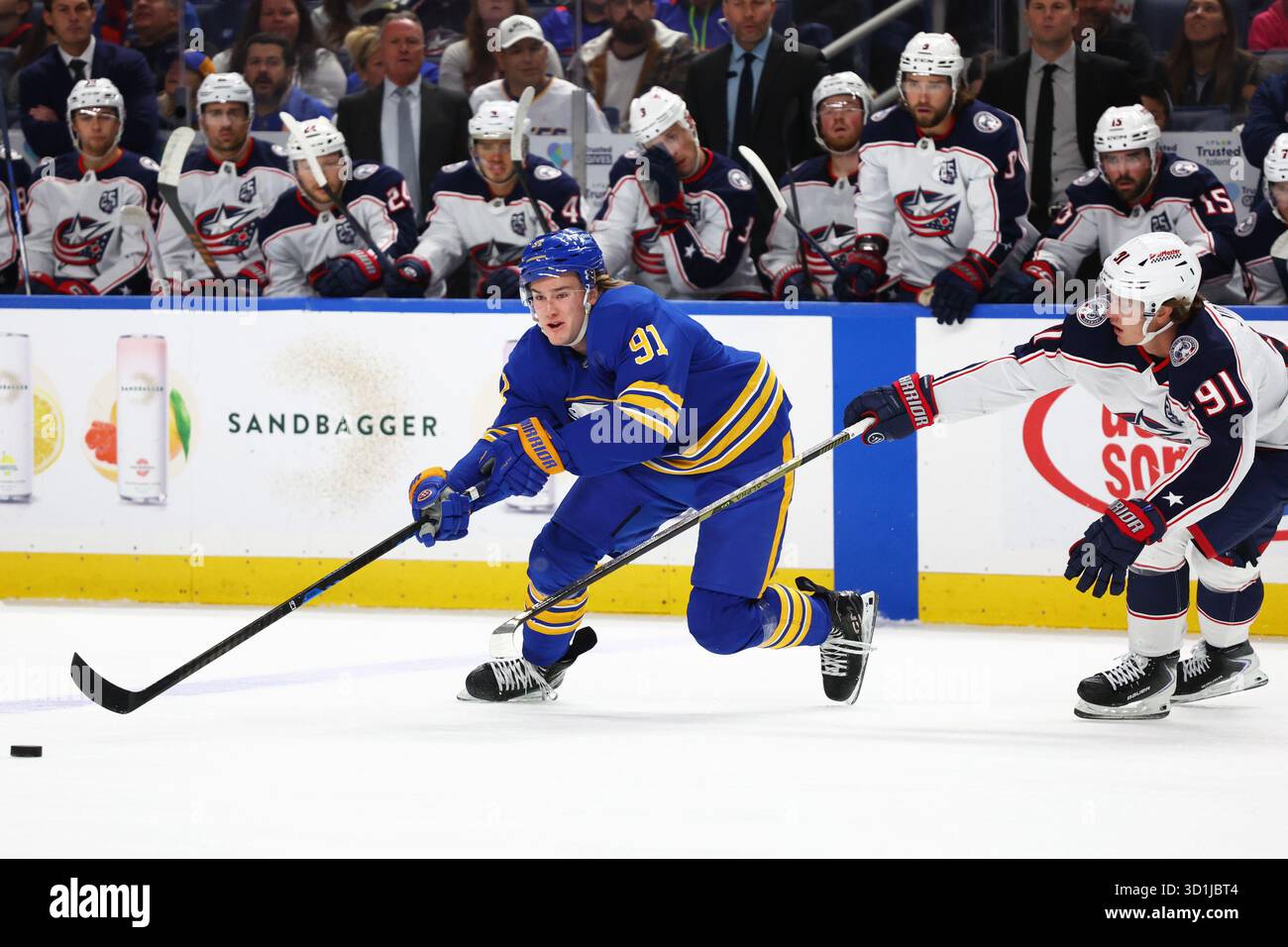 Buffalo Sabres right wing Josh Doan (91) carries the puck past Buffalo ...