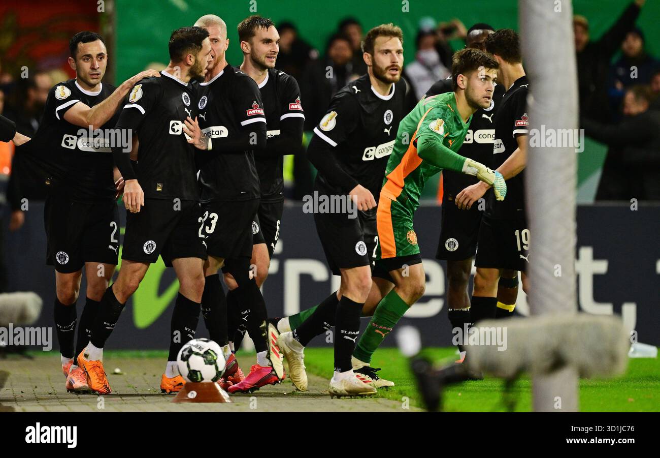 2:2 Goal, celebration, from left Manolis Saliakas, goal scorer Mathias ...