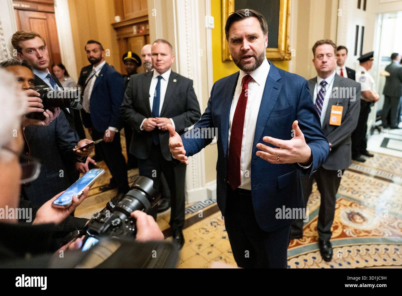 Vice President J.D. Vance speaking with reporters at the U.S. Capitol ...