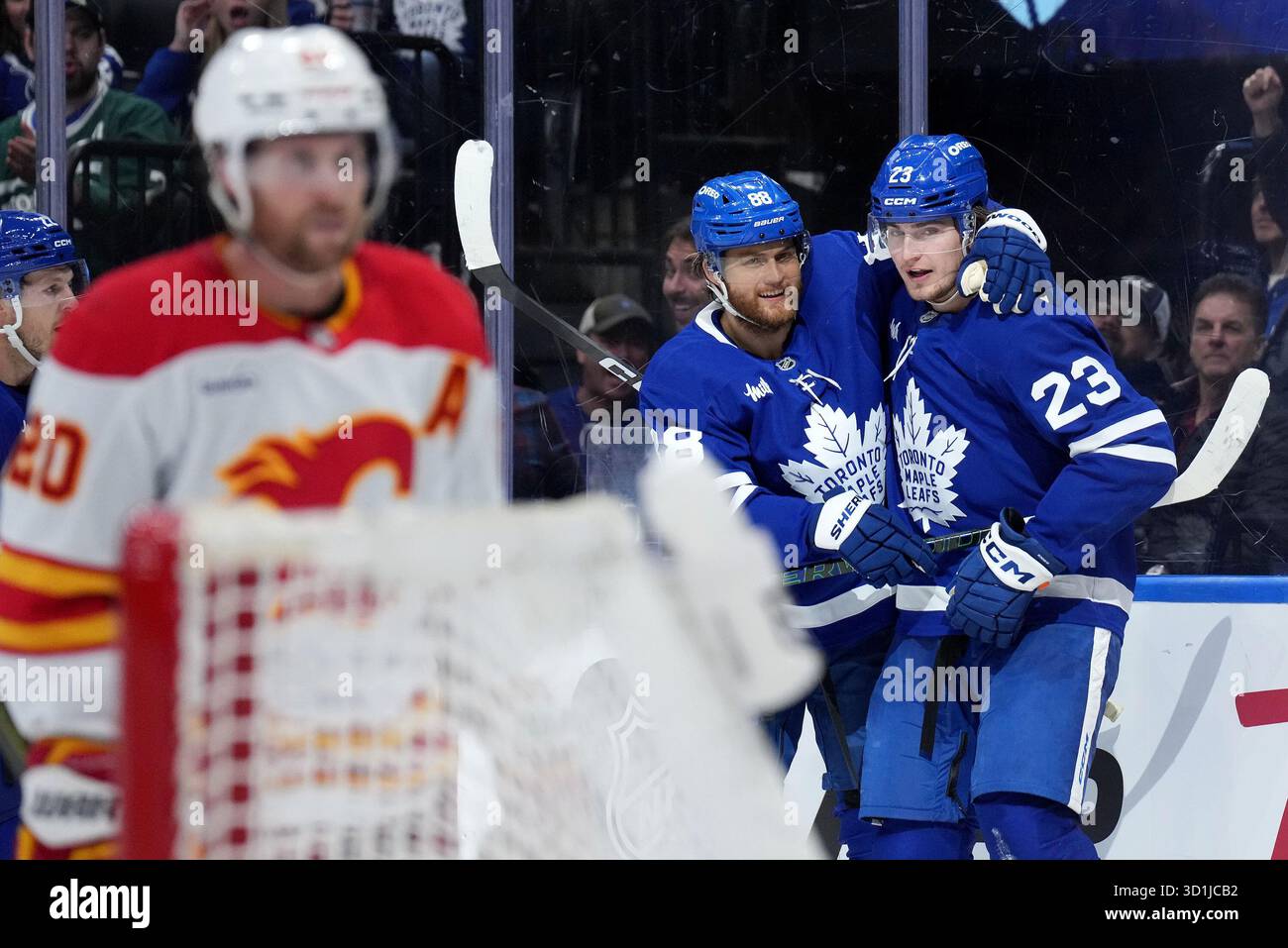 Toronto Maple Leafs forward Matthew Knies (23) celebrates his goal with ...