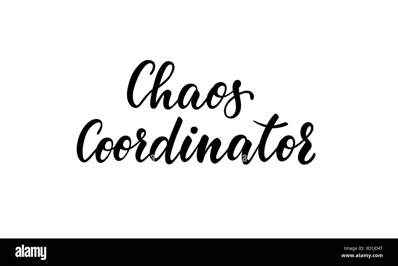 Chaos coordinator. inscription Hand drawn lettering isolated on white ...