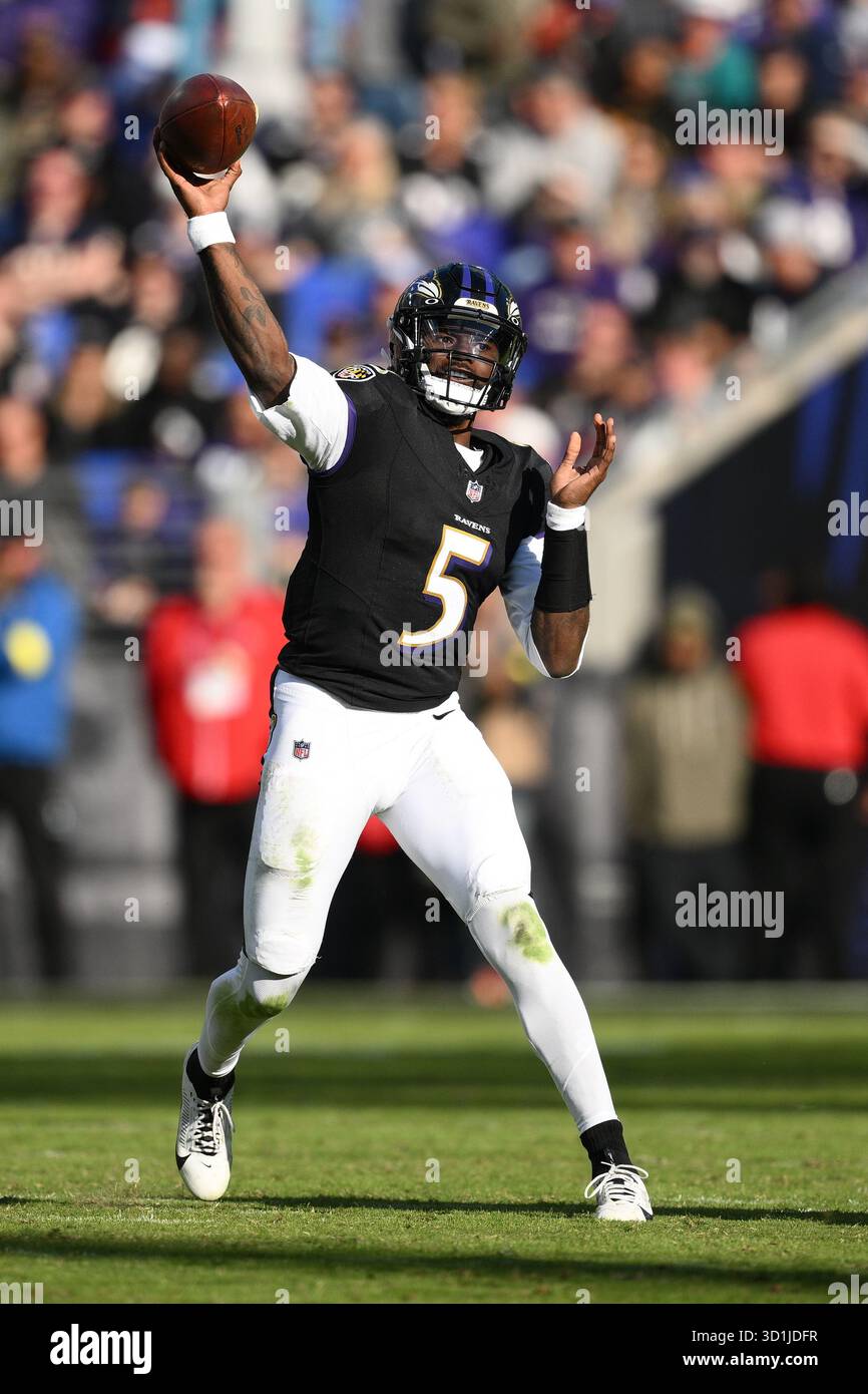 Baltimore Ravens quarterback Tyler Huntley (5) in action during the ...