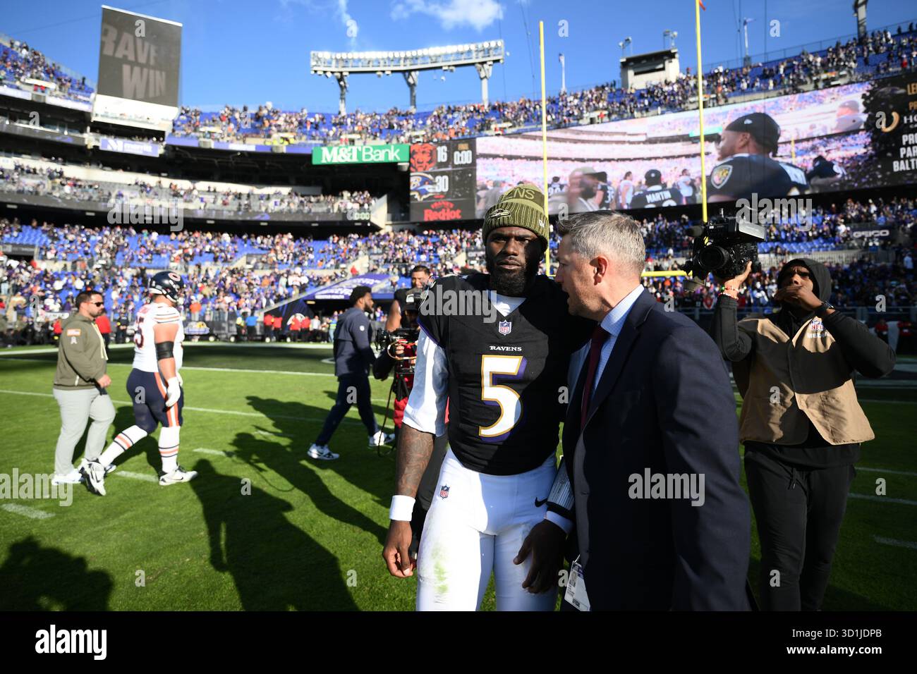 Baltimore Ravens quarterback Tyler Huntley (5) after an NFL football ...