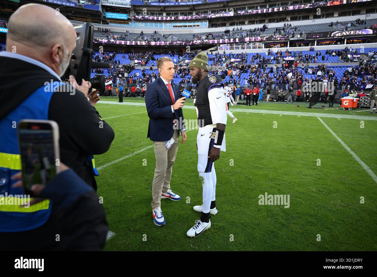 Baltimore Ravens quarterback Tyler Huntley (5) after an NFL football ...