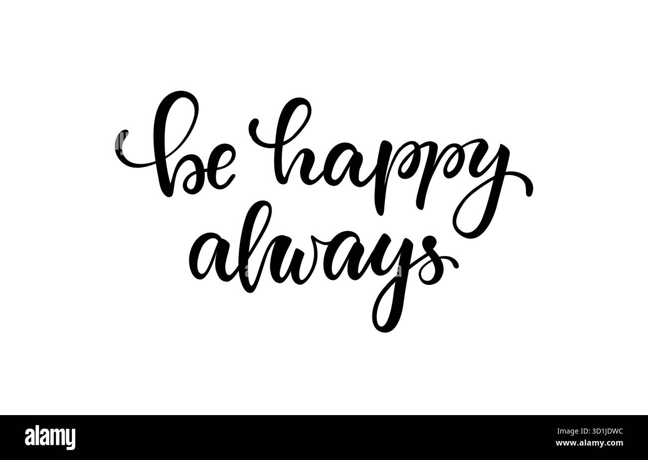 lettering poster be happy always. Inspirational and motivational quotes ...