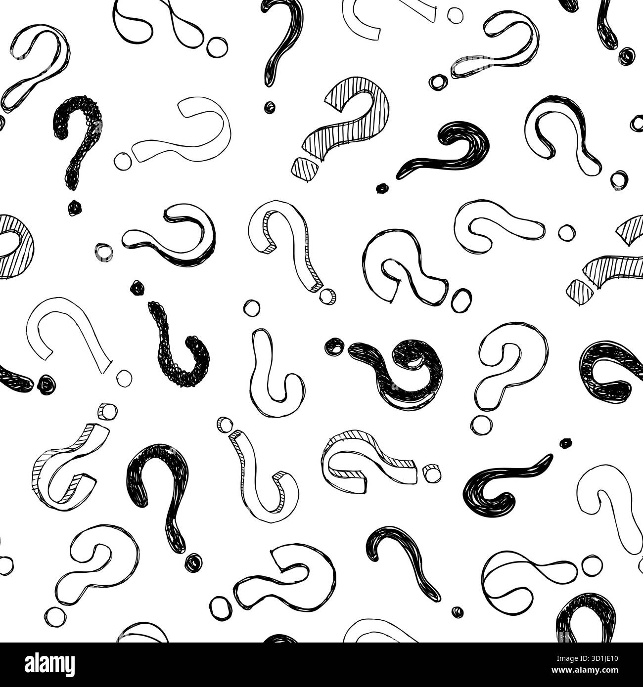 Seamless pattern with hand drawn doodle questions marks. Vector ...