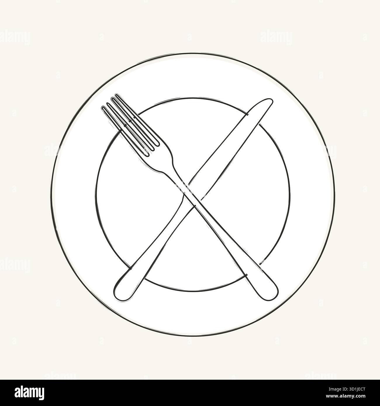 Cutlery knife, fork, plate vector doodle icons. Design for menu ...
