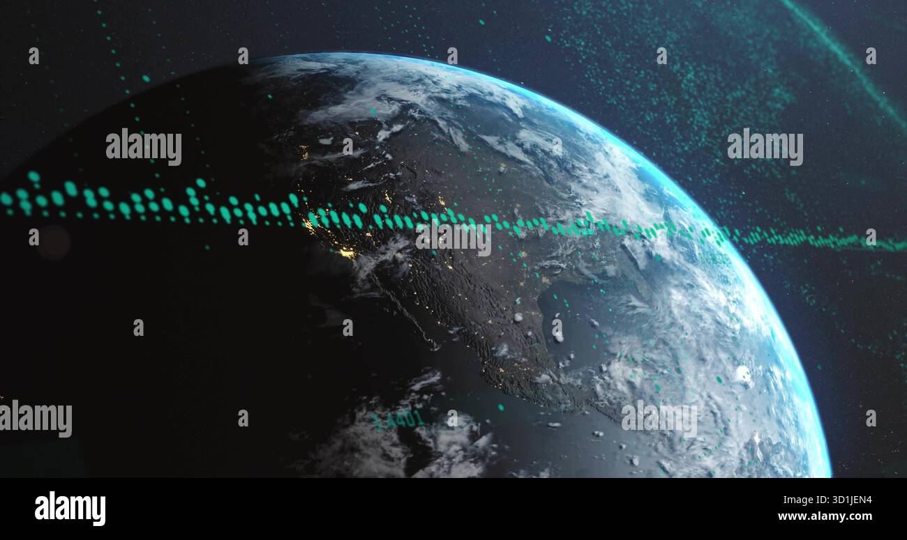 Displaying Earth revealing clouds, oceans and city lights in orbit ...