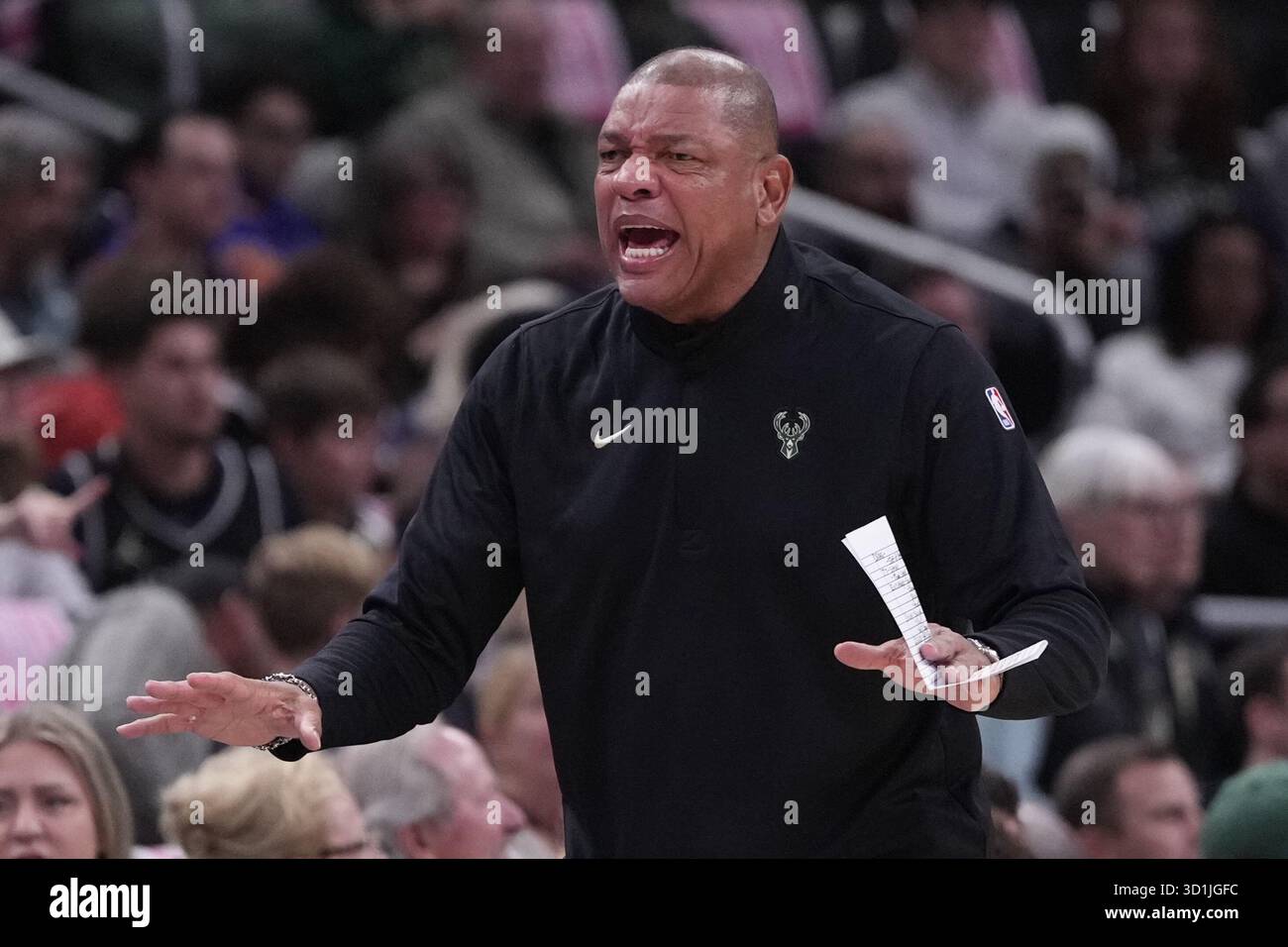 Milwaukee Bucks head coach Doc Rivers reacts during the first half of ...