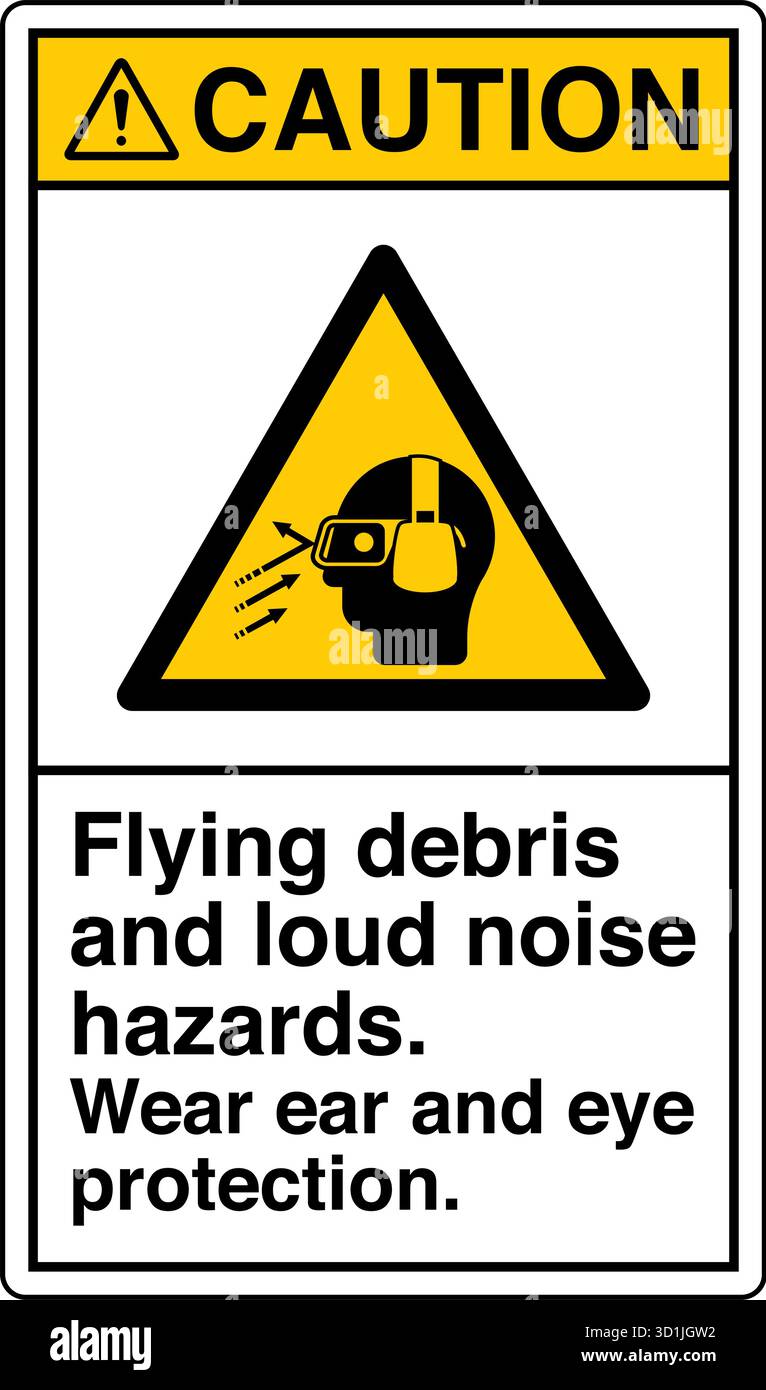 Safety Sign – Flying Debris Hazard warns of potential injury from particles or objects ejected ...