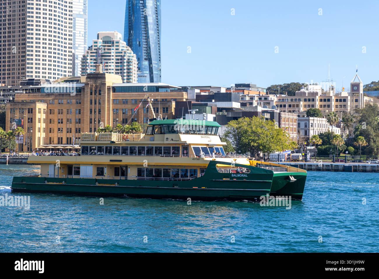 Sydney ferry the MV Balmoral on Sydney harbour passes the Rocks ...