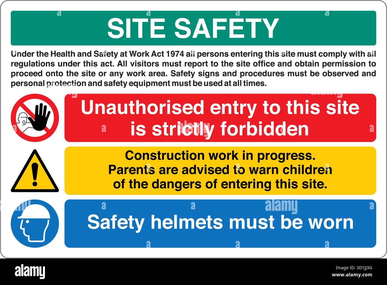 Multi Message Site Safety Sign displays multiple safety instructions in ...