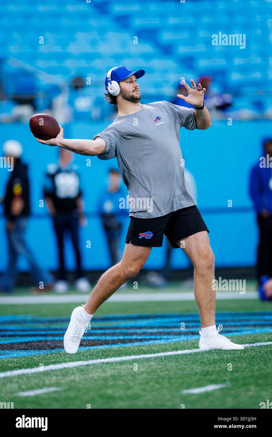 Buffalo Bills quarterback Josh Allen warms up before an NFL football ...