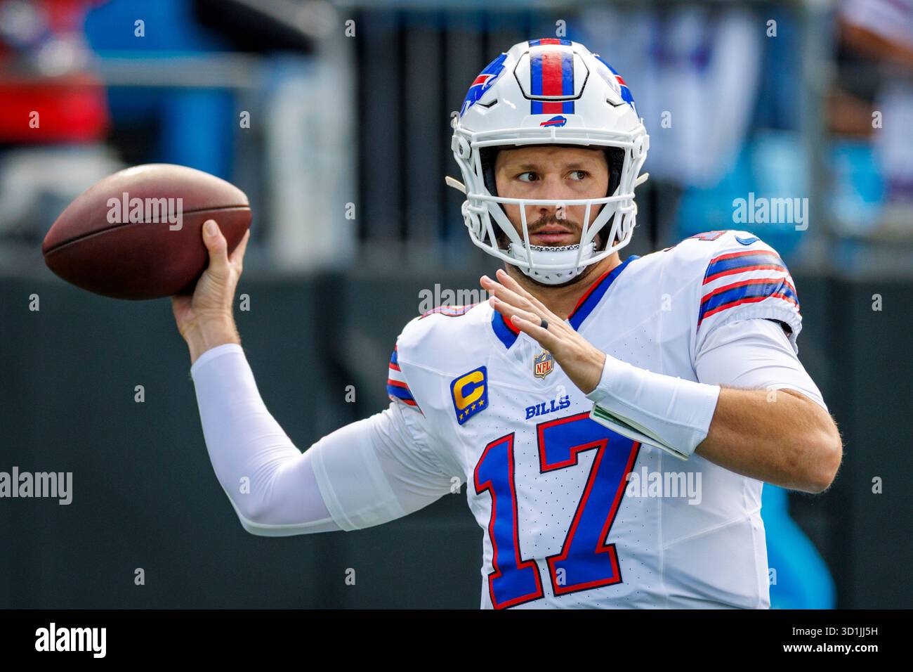Buffalo Bills quarterback Josh Allen (17) warms up before an NFL ...