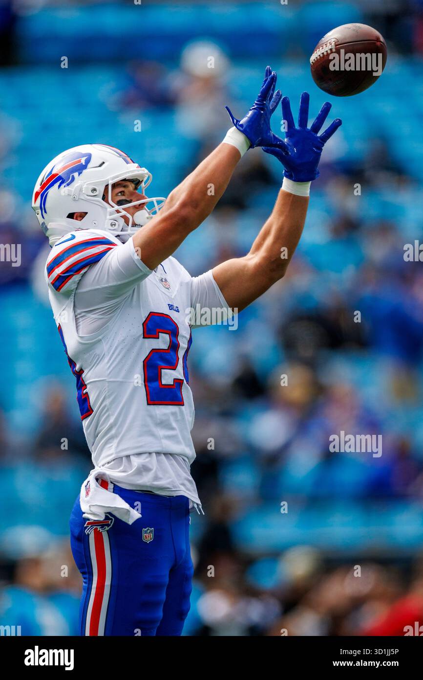 Buffalo Bills safety Cole Bishop (24) warms up before an NFL football ...