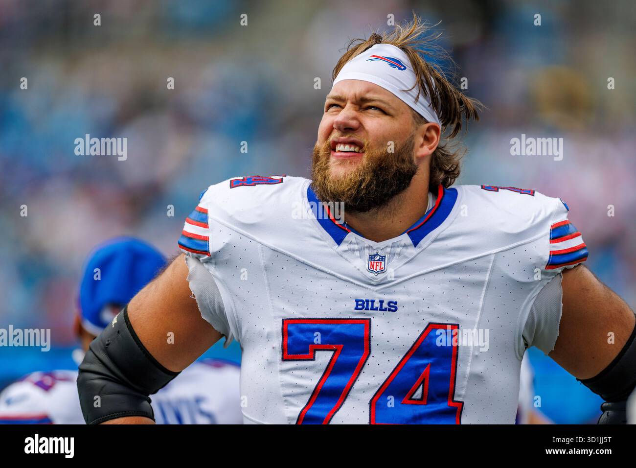Buffalo Bills offensive tackle Ryan van Demark (74) checks the clock ...