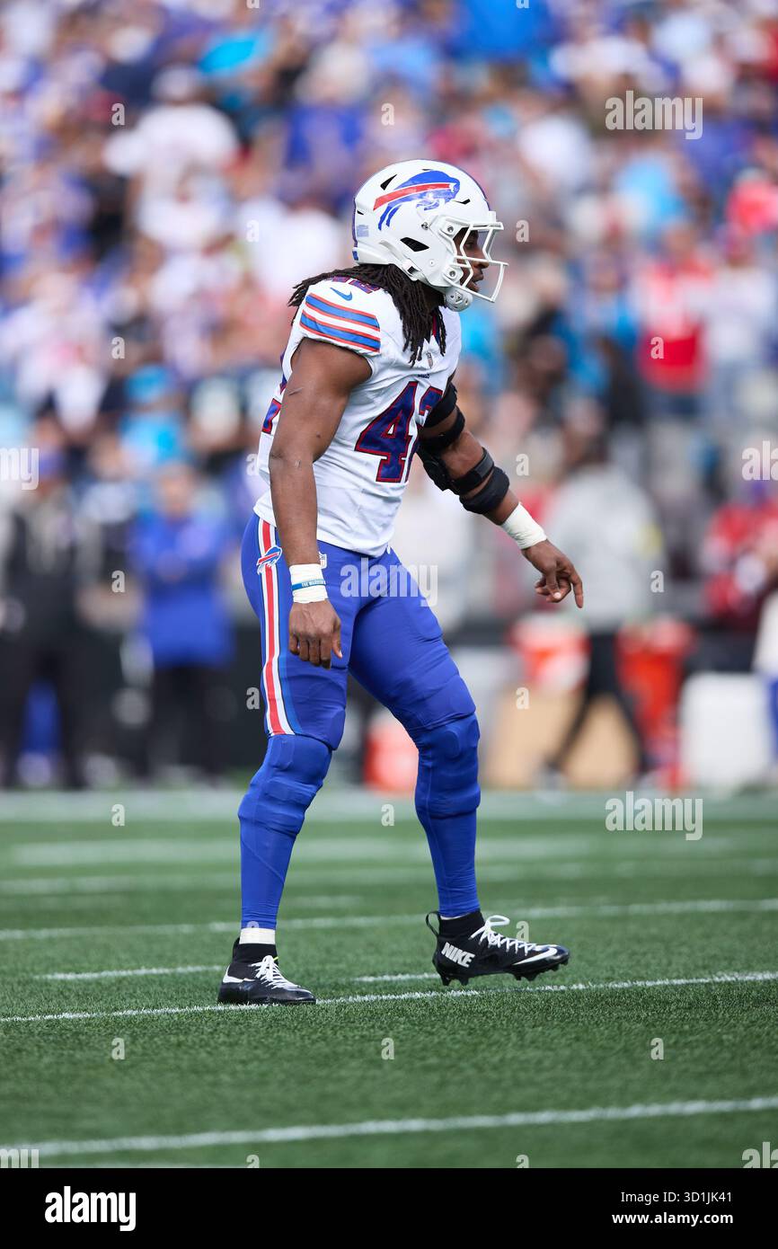 Buffalo Bills linebacker Dorian Williams (42) lines up on defense ...