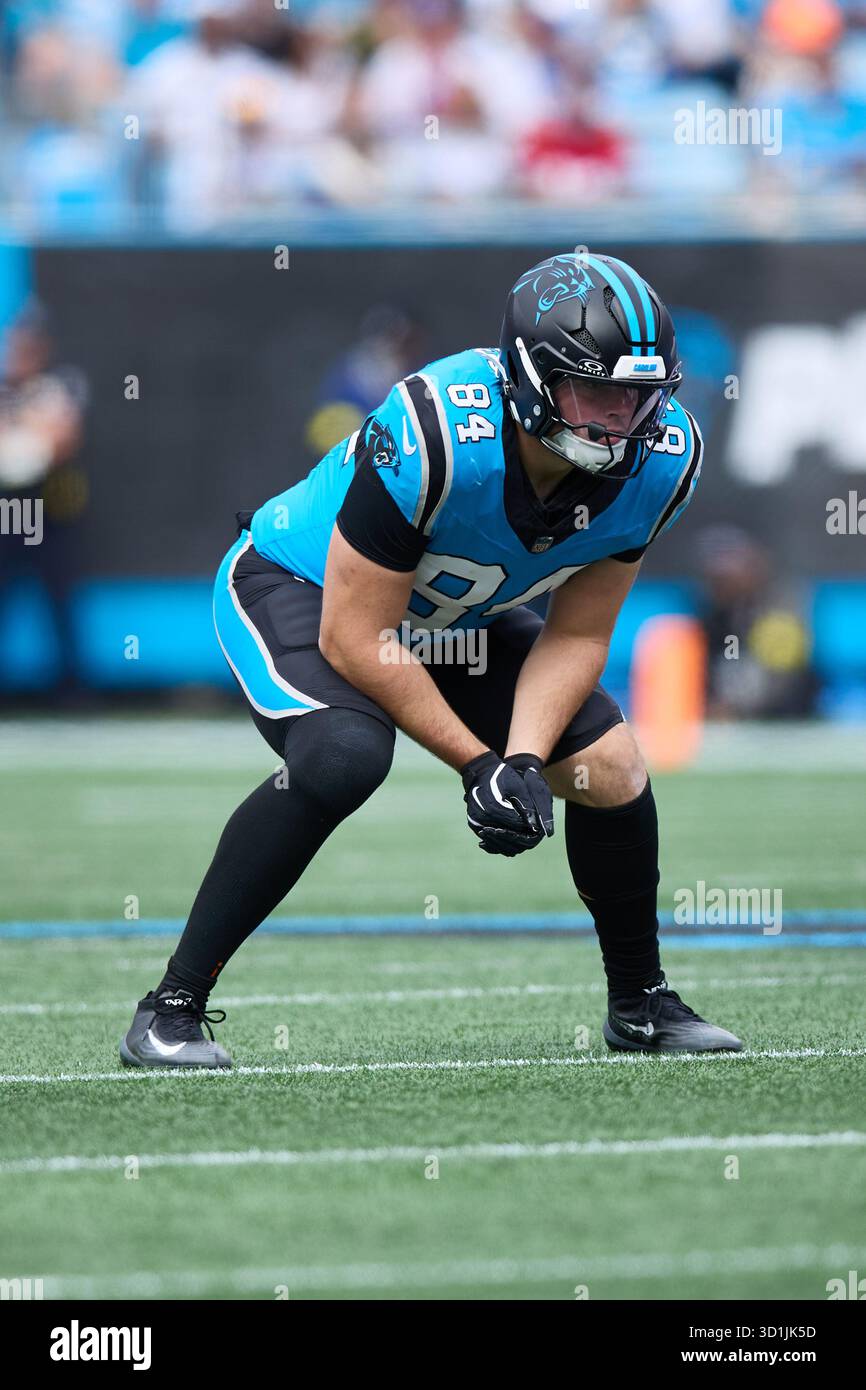 Carolina Panthers tight end Mitchell Evans (84) lines up on offense ...